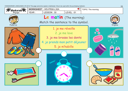FRENCH – FRIENDS & ACTIVITIES - Y3-Y4: Daily routine/ Les activités du ...