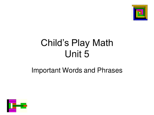 Child's Play Maths: Video Units 5 - 8 | Teaching Resources