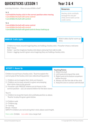 Year 3/4 Hockey Planning by PhilippaA - Teaching Resources - TES
