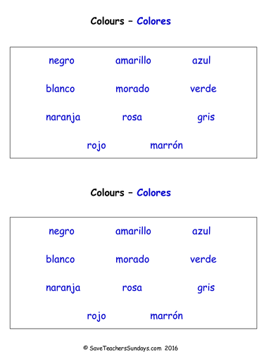 Colours in Spanish KS2 worksheets, activities and flashcards | Teaching ...