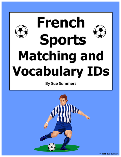 French Sports Vocabulary Matching and Image IDs Worksheet or Quiz ...