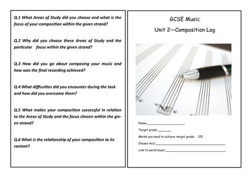 Unit 2 Composition and Appraisal Log Book | Teaching Resources