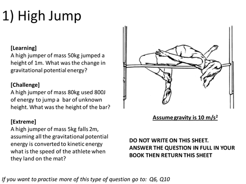 Energy Calculations | Teaching Resources