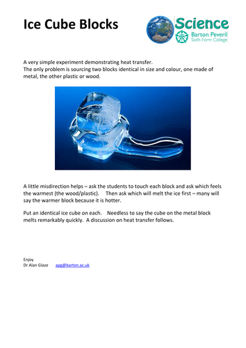 Heat Transfer Ice cubes | Teaching Resources