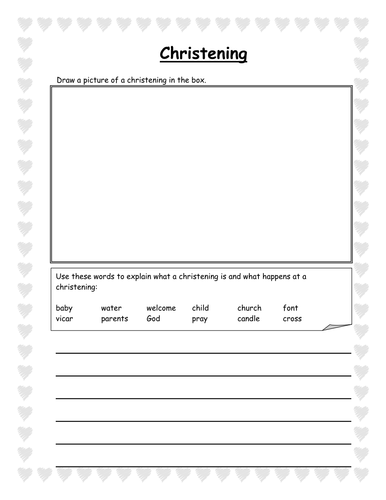 Differentiated worksheets exploring Christening ceremonies by ljj290488 ...