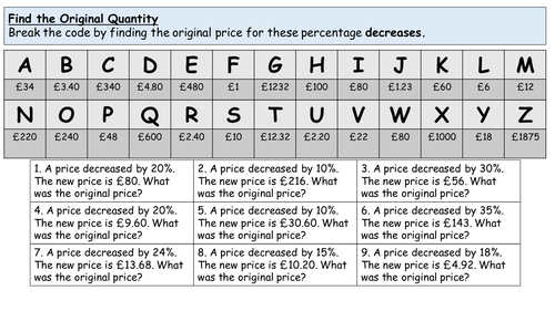 Harry Potter Percentages Code Breaker by - UK Teaching Resources - TES