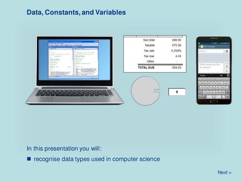 Computer Science Data Constants And Variables By Ljcreate Teaching Resources Tes
