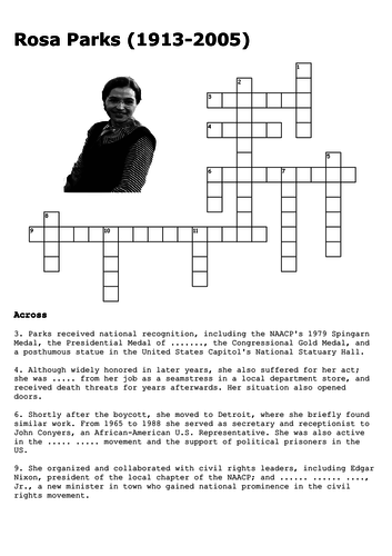 Rosa Parks Crossword Puzzle