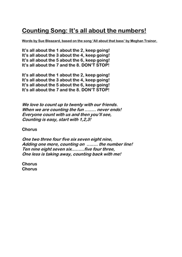 Counting song: All about the numbers! | Teaching Resources