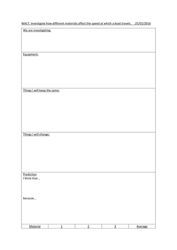 Year 6 - Forces Science Investigation - Boat Racing | Teaching Resources