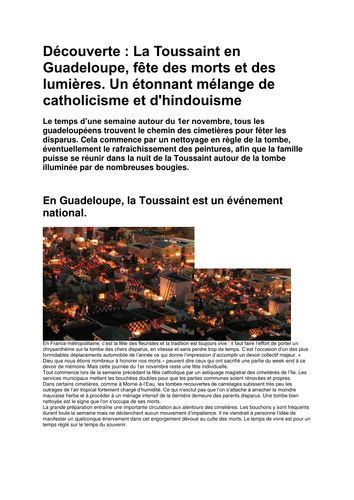 Toussaint & La Fete des Morts | Teaching Resources