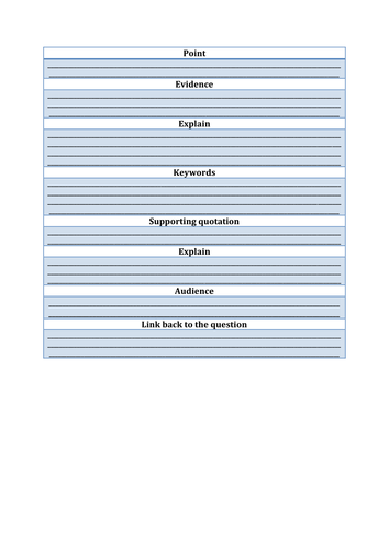 PEE paragraph layout sheet | Teaching Resources