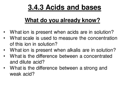 Introduction to acids and bases | Teaching Resources