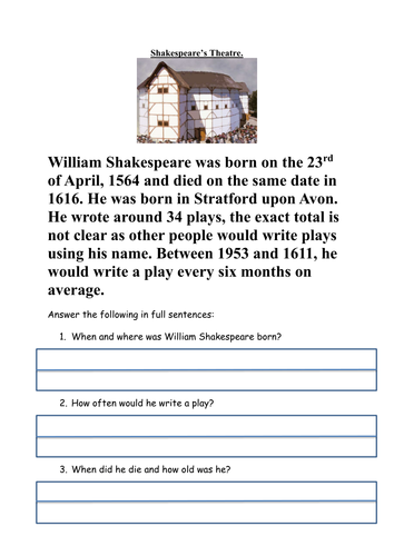 Shakespeare based intro / Shakespeare cover lesson | Teaching Resources