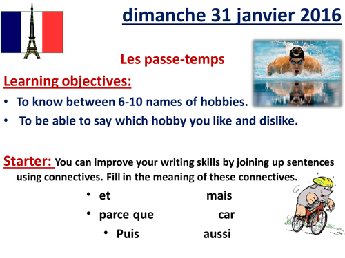 Les passe-temps Lesson | Teaching Resources