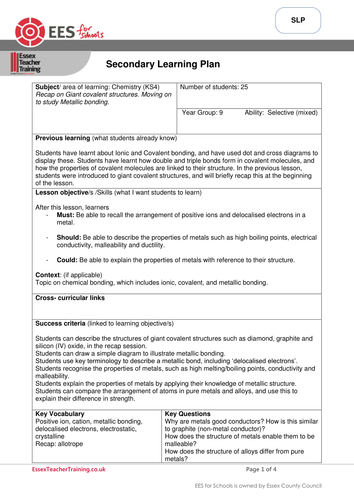 Metallic Bonding | Teaching Resources Metallic Bonding | Teaching Resources