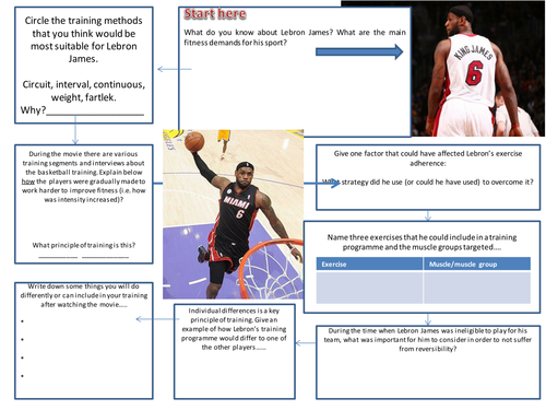 Lebron James BTEC Sport unit 5 training programme worksheet | Teaching ...