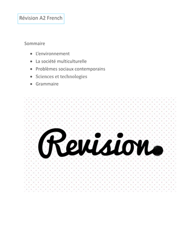 A2 French revision all topics booklet | Teaching Resources