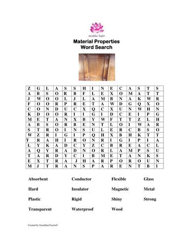 Material Properties Word Search | Teaching Resources Material Properties Word Search | Teaching Resources