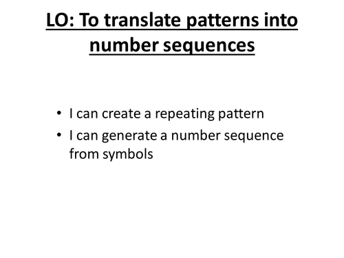 translating patterns into number sequences | Teaching Resources