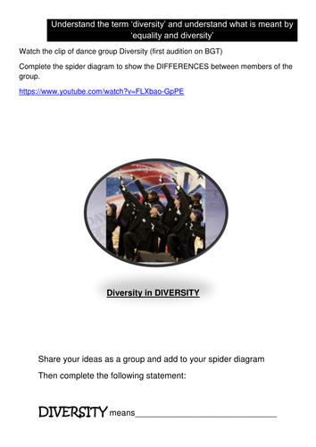 KS3 Equality and Diversity task sheet | Teaching Resources KS3 Equality and Diversity task sheet | Teaching Resources
