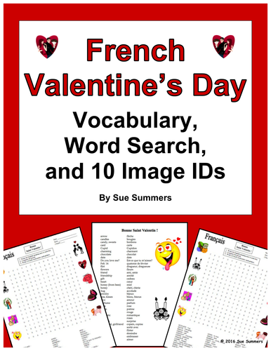French Valentine's Day Word Search Puzzle, Vocabulary, and Image IDs ...