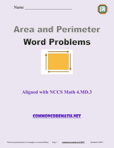 Area and Perimeter Word Problems - 4.MD.3 | Teaching Resources