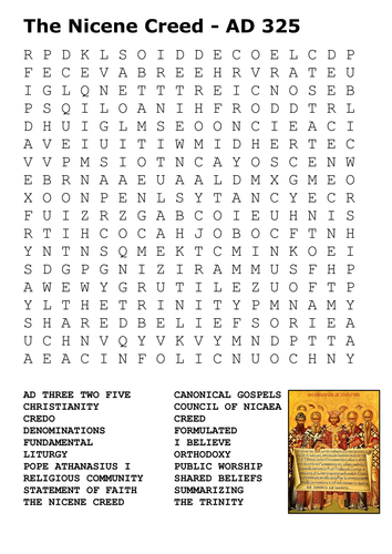 The Nicene Creed Word Search by sfy773 - Teaching Resources - Tes