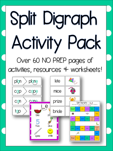 Split Digraphs / Magic e Pack - Over 60 NO PREP Pages of Games ...