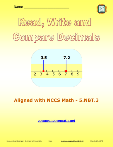 Read, Write and Compare Decimals - 5.NBT.3 | Teaching Resources