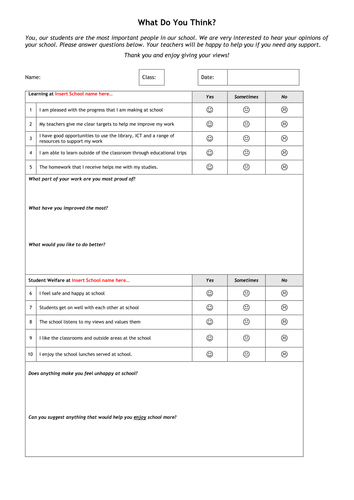 DT Student Questionnaire by zaikamaria - Teaching Resources - TES