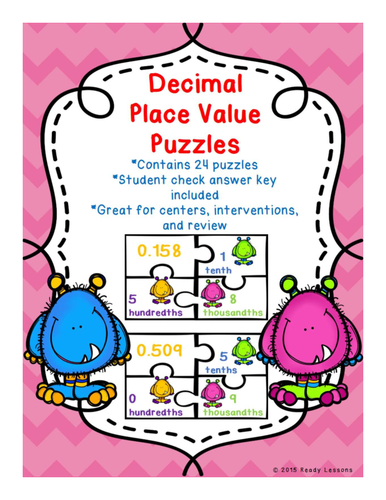 Decimal Place Value Decimal Game Puzzles 5.NBT.3 | Teaching Resources
