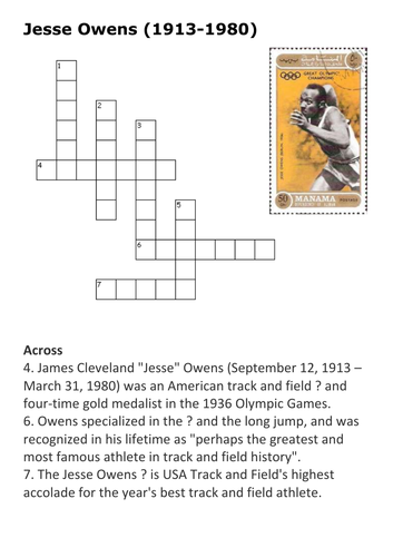 Jesse Owens Crossword | Teaching Resources