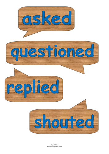 Words instead of 'said' | Teaching Resources