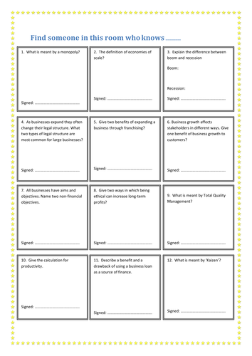 Find someone in the room who knows... | Teaching Resources