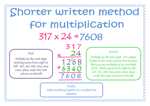 Shorter written method for multiplication by lynellie - Teaching ...