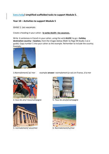 Module 5 scaffolded writing worksheet | Teaching Resources