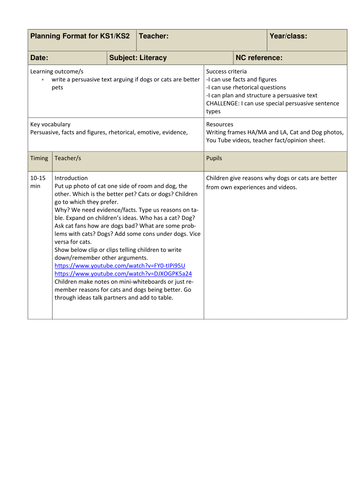 Persuasive Writing: Cats or Dogs? (Plan and Resources, Key Stage 2 ...