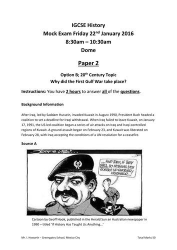 IGCSE History Paper 2 - Gulf War Mock by imhowarth - Teaching Resources ...