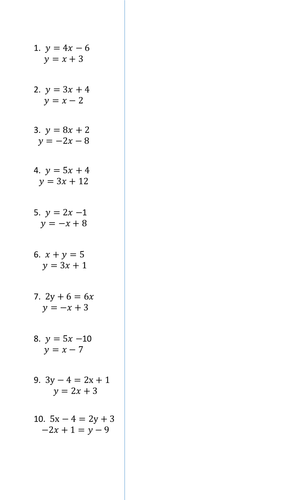 Basic simultaneous equations - substitution | Teaching Resources Basic simultaneous equations - substitution | Teaching Resources