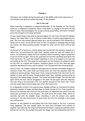 IGCSE English Language Extended Paper - Out in the Cold | Teaching ...