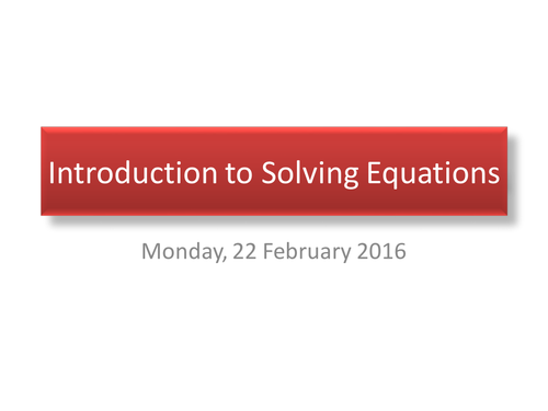 Introduction to solving equations | Teaching Resources