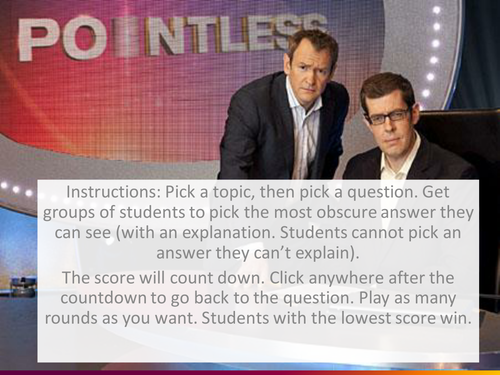 A-level Pointless quiz | Teaching Resources