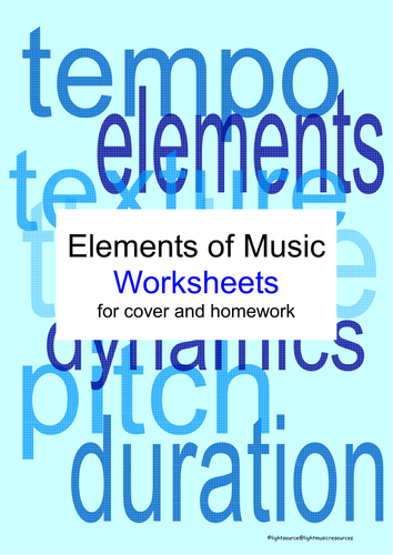 14 "Elements of Music" Worksheets and Puzzles for Cover, Homework or ...