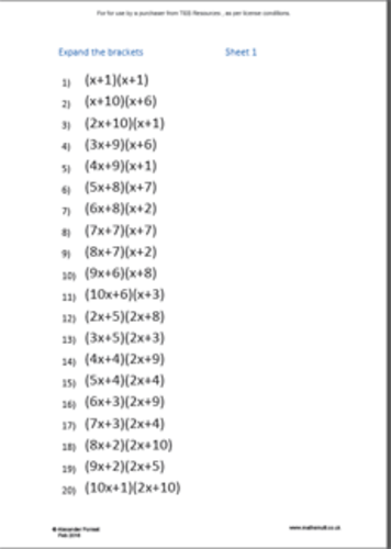 RAG expanding brackets questions by fionaryan88 - Teaching Resources - TES