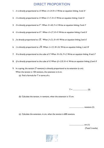 Direct Proportion | Teaching Resources Direct Proportion | Teaching Resources