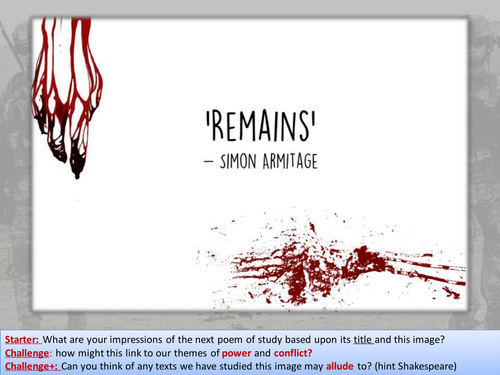 Remains by Simon Armitage by Emily761 - Teaching Resources - Tes