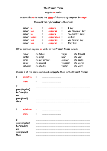 KS5/KS4 Spanish: The Present Tense (all verb groups excluding ...