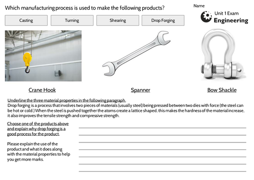 BTEC First Award in Engineering - Unit 1 Exam - Manufacturing Processes ... BTEC First Award in Engineering - Unit 1 Exam - Manufacturing Processes ...
