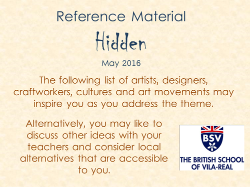 HIDDEN Reference Material | Teaching Resources